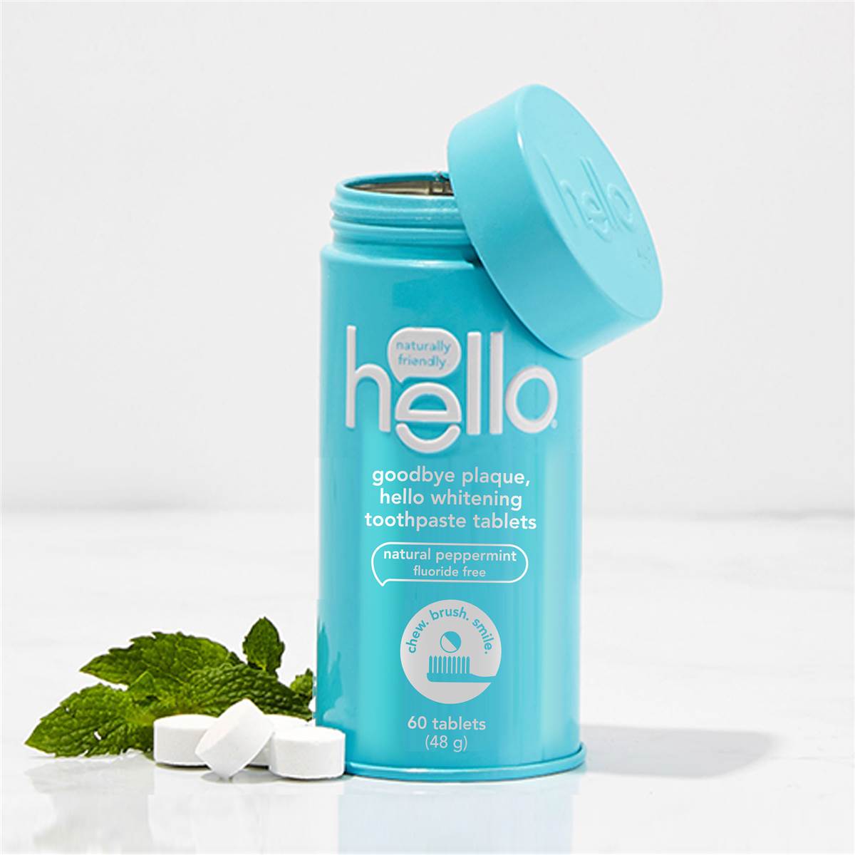 Hello Goodbye Plaque Whitening Toothpaste Tablets Peppermint 60 Pack ...