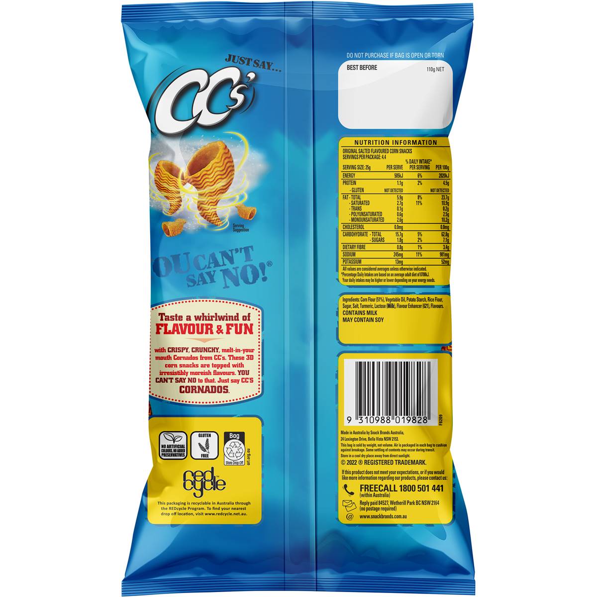 Cc's Cornados Original Salted Corn Chips 110g | Woolworths