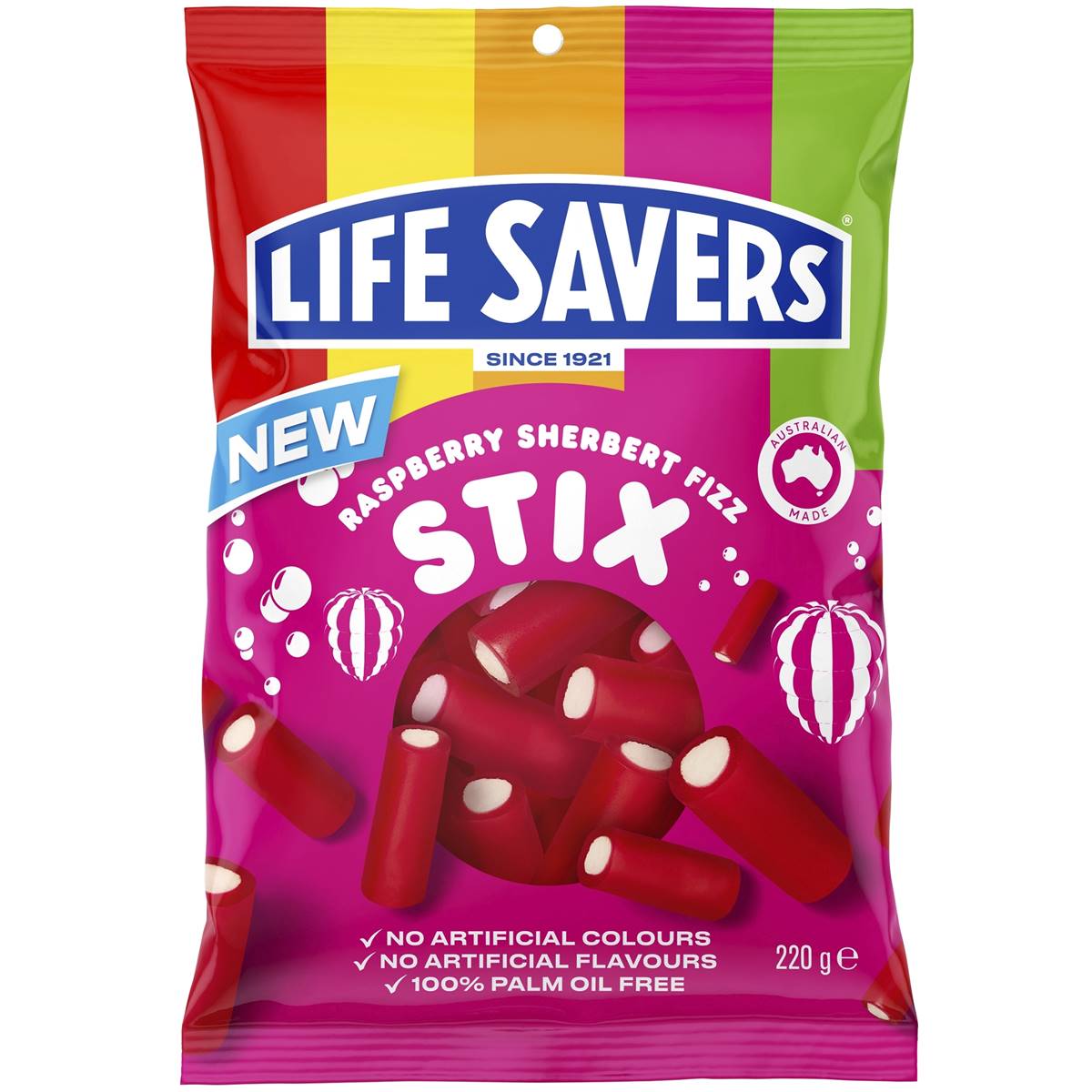 Life Savers Raspberry Sherber Fizz Stix 220g | Woolworths