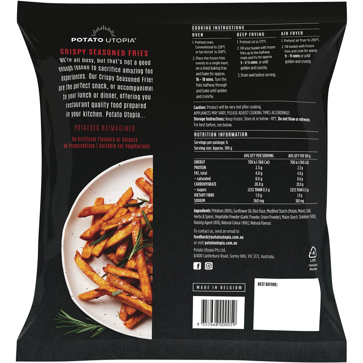 Potato Utopia Crispy Seasoned Fries 600g | Woolworths