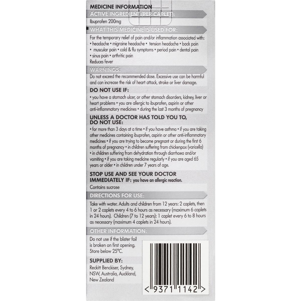 Nurofen Pain And Inflammation Relief Tablets 200mg Ibuprofen 24 Pack ...