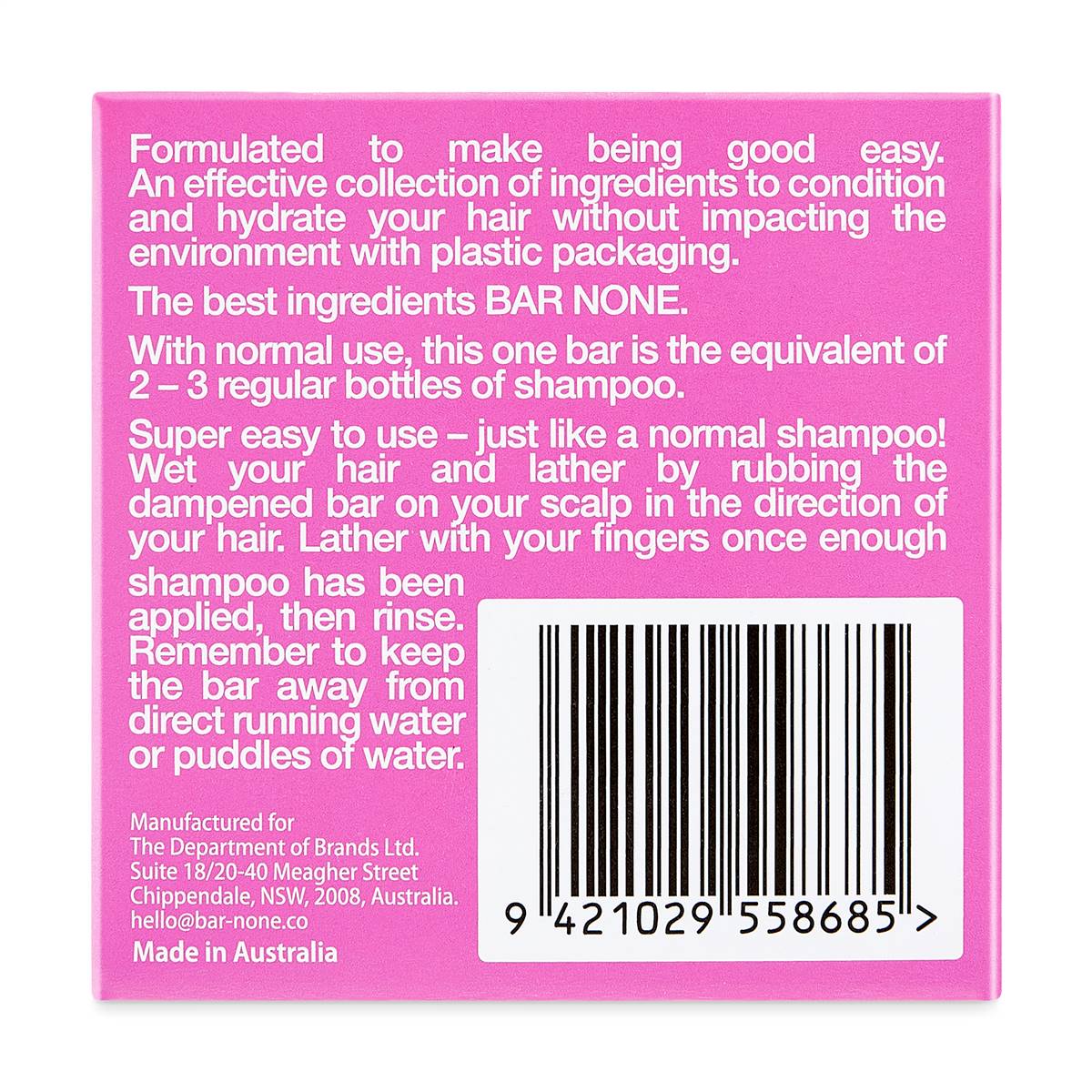 Bar None Zero Waste Hydrating Shampoo Bar 50g | Woolworths