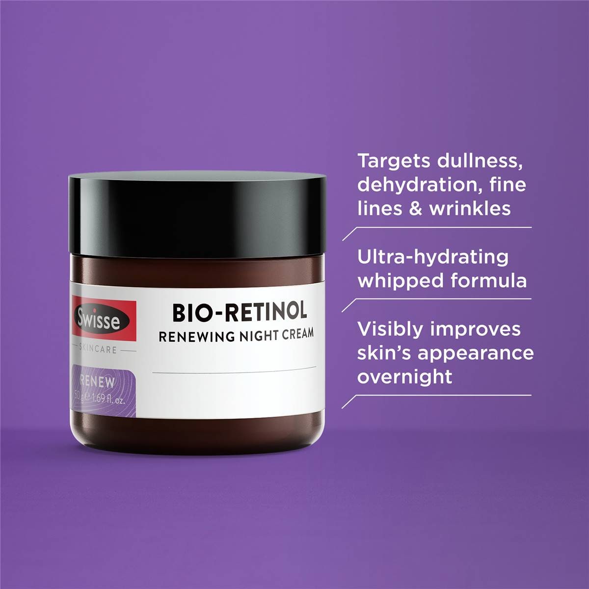 Swisse Skincare Bioretinol Renewing Night Cream Targets Aging Skin 50g ...