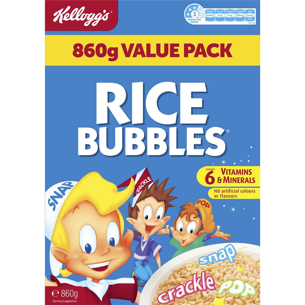 Kellogg's Rice Bubbles Puffed Rice Breakfast Cereal 860g | Woolworths