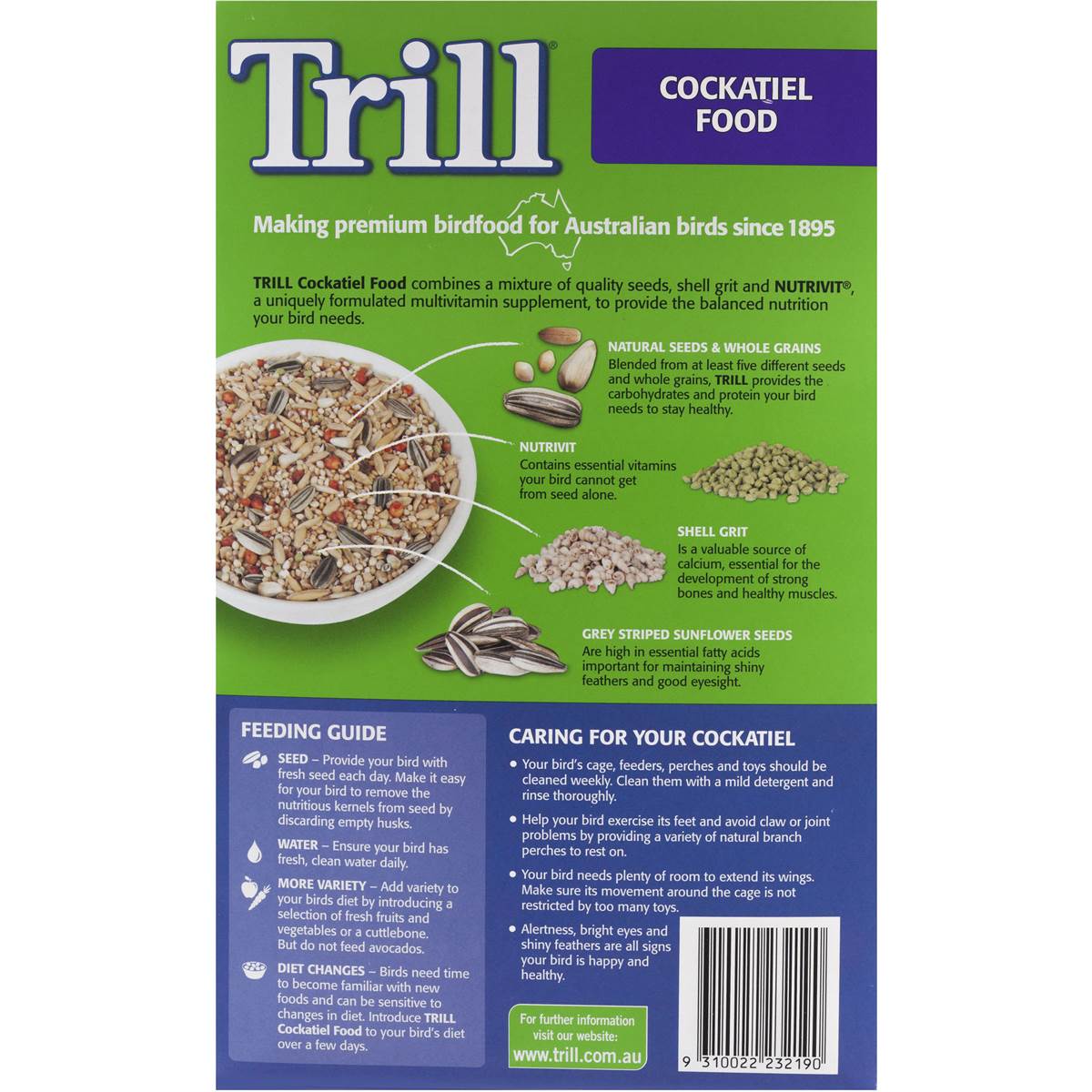 Trill Bird Food Cockatiel 2kg | Woolworths