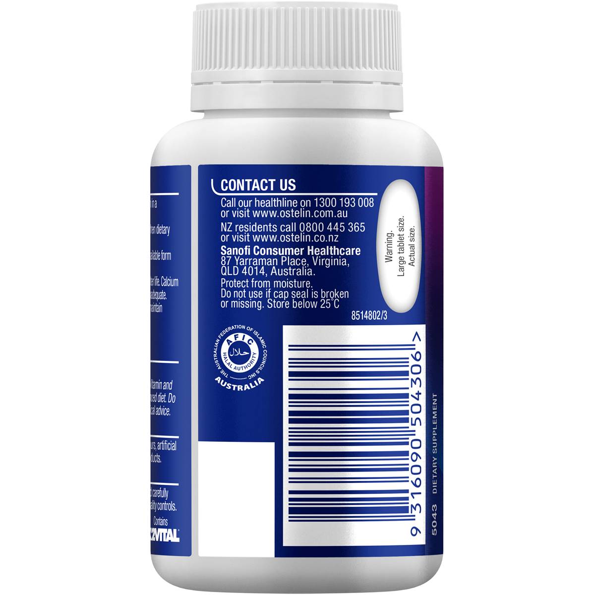 Ostelin Cal-dk2 Calcium + Vitamin D Tablets D3 For Bone Health 60 Pack ...