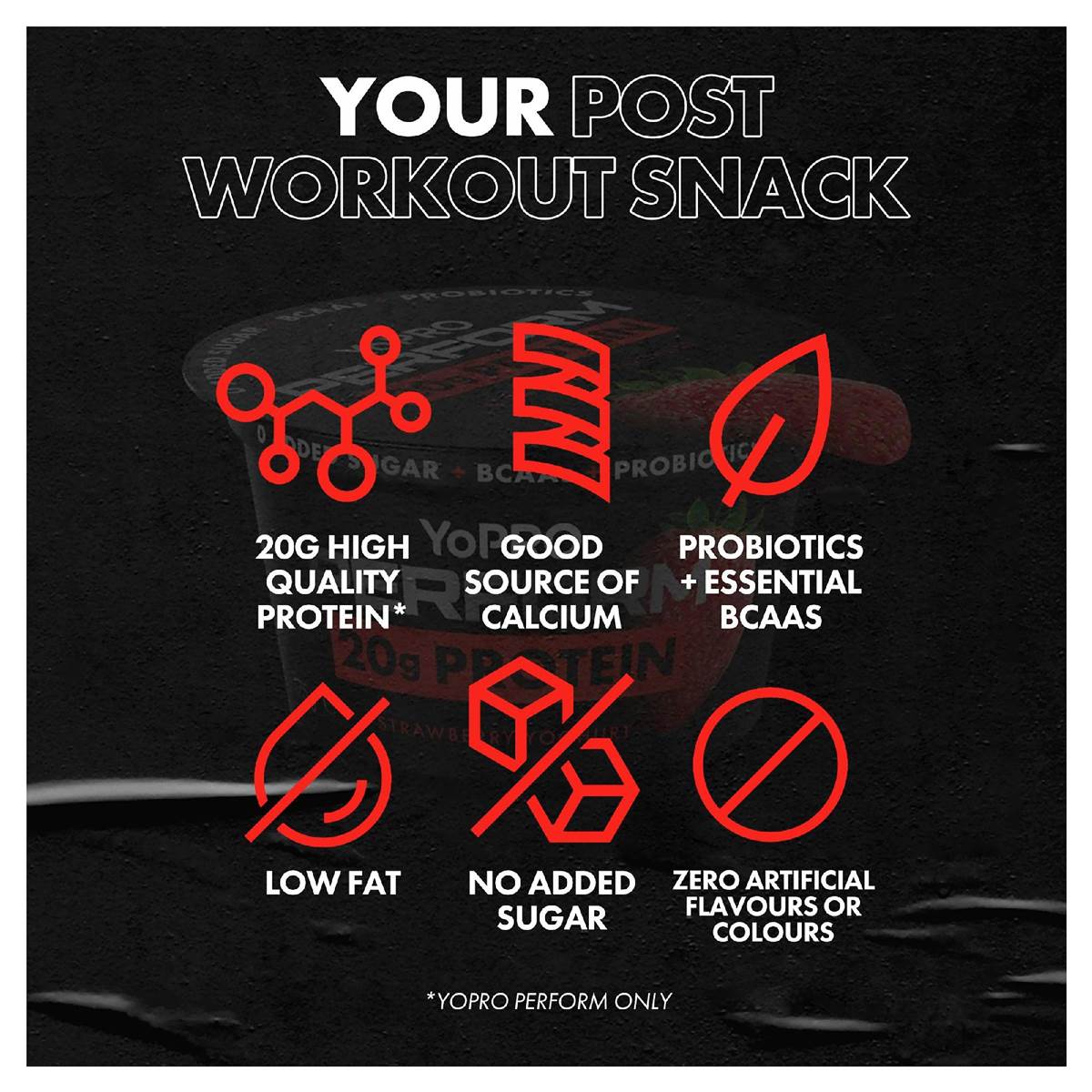 Yopro Perform High Protein Yoghurt No Added Sugar Strawberry 175g ...
