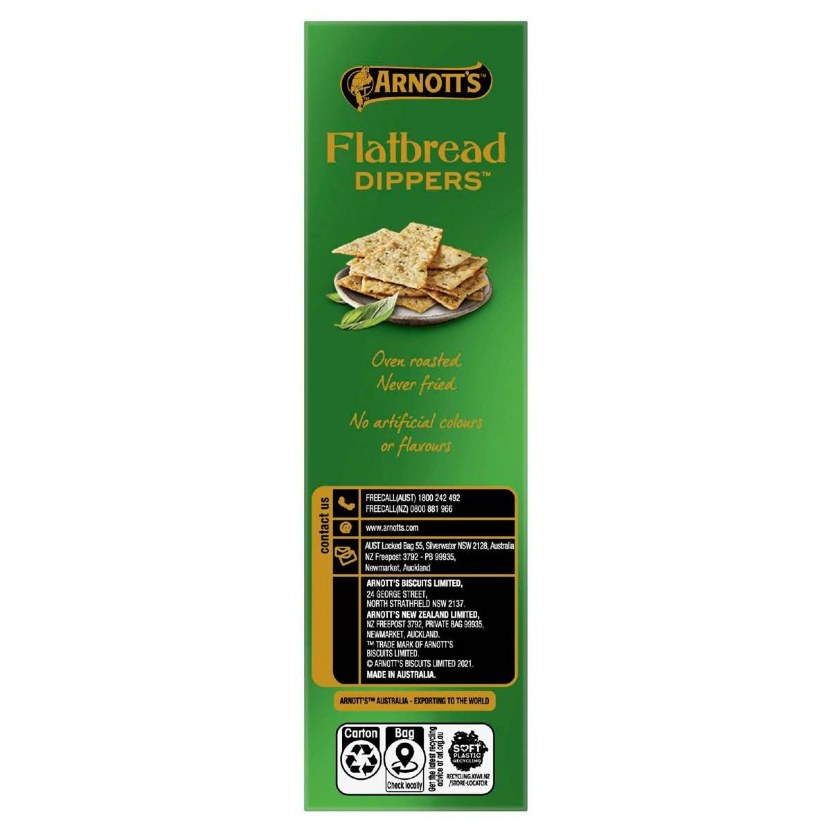 Arnott's Flatbread Dippers Parmesan & Basil Crackers 130g | Woolworths