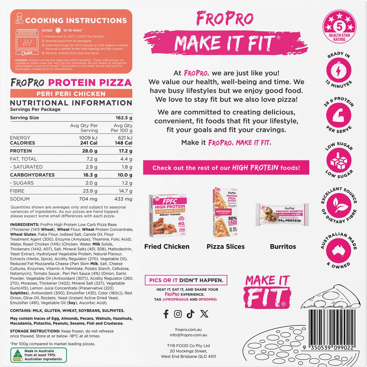 Fropro Protein Pizza Peri Peri Chicken 325g | Woolworths