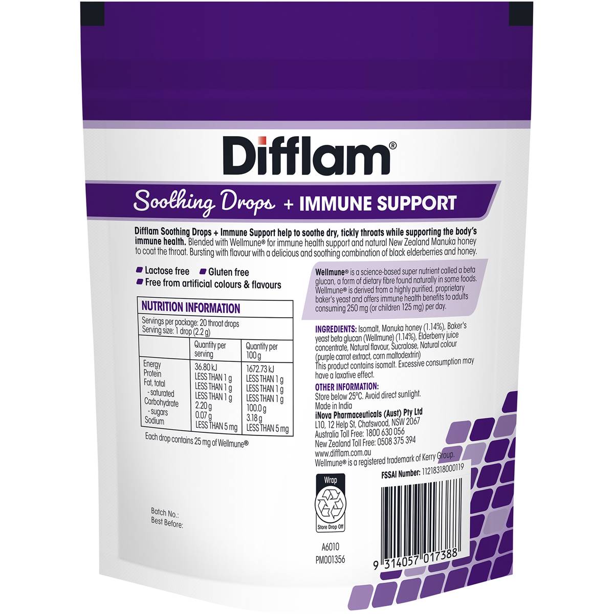 Difflam Soothing Drops + Immune Support Black Elderberry 20 Pack ...