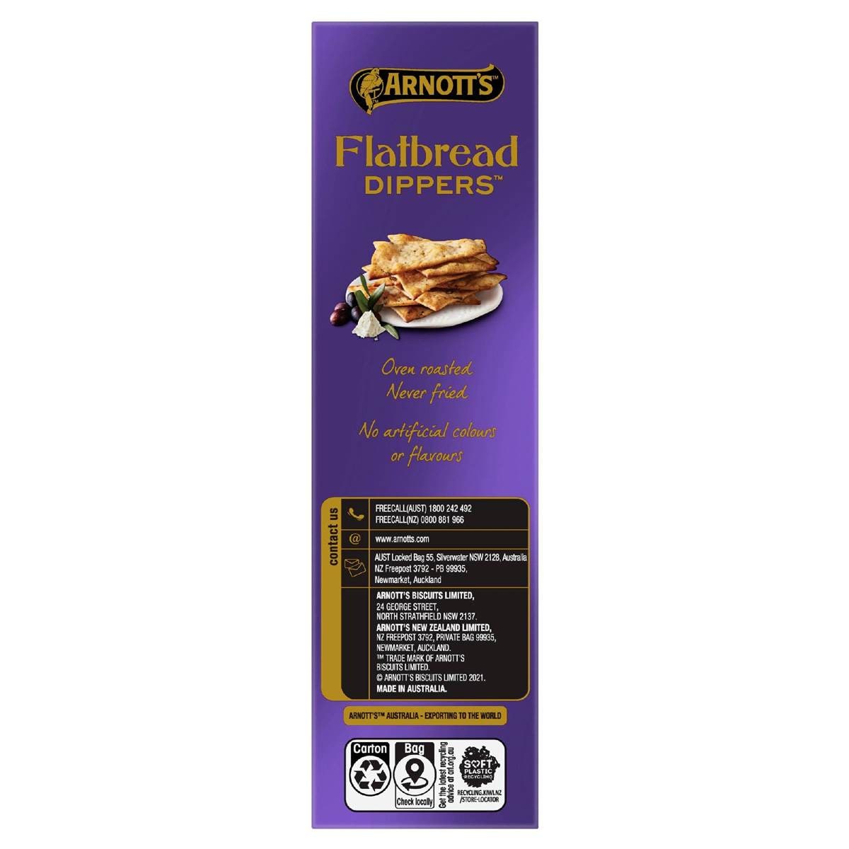 Arnott's Flatbread Dippers Olive & Fetta Crackers 130g | Woolworths