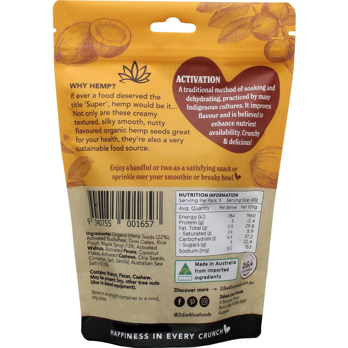 2 Die 4 Superfood Hemp Snack Salted Maple 200g | Woolworths