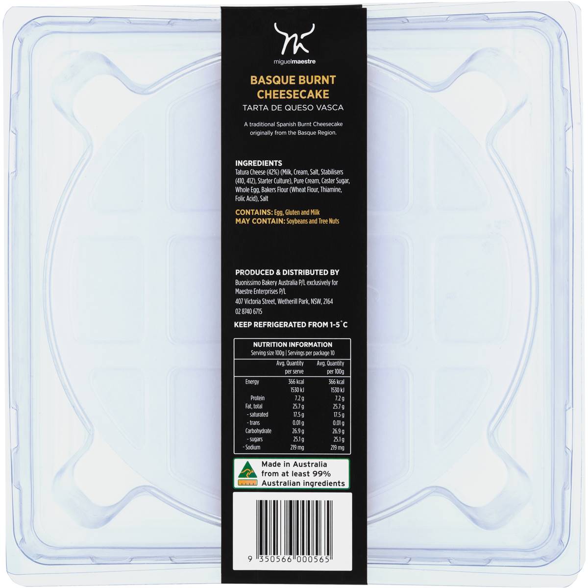 Miguel Maestre Basque Burnt Cheesecake 1kg | Woolworths