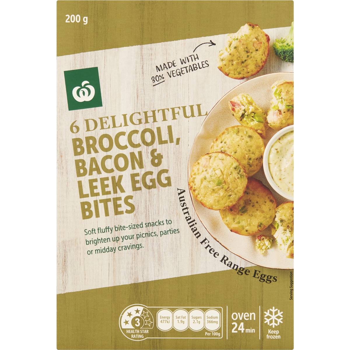 Woolworths Broccoli, Bacon & Leek Egg Bites 6 Pack | Woolworths