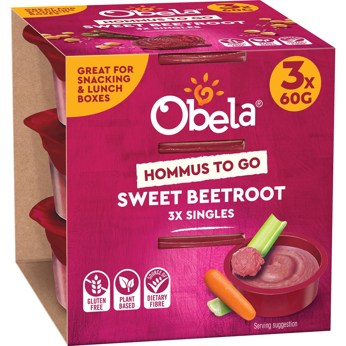 Obela Hommus To Go Sweet Beetroot 3 Pack | Woolworths