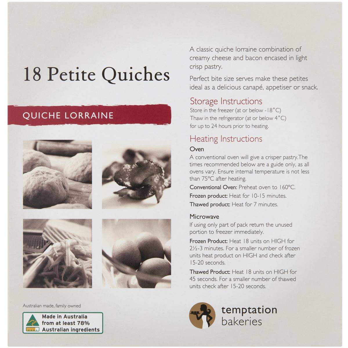 Temptation Bakeries Quiche Petite Lorraine 300g | Woolworths
