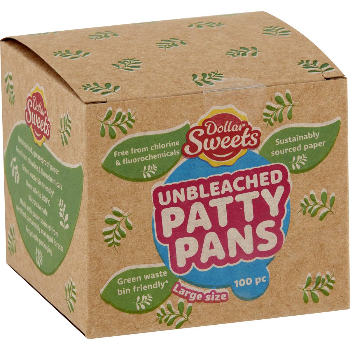 Dollar Sweets Unbleached Patty Pans Large 100 Pack | Woolworths