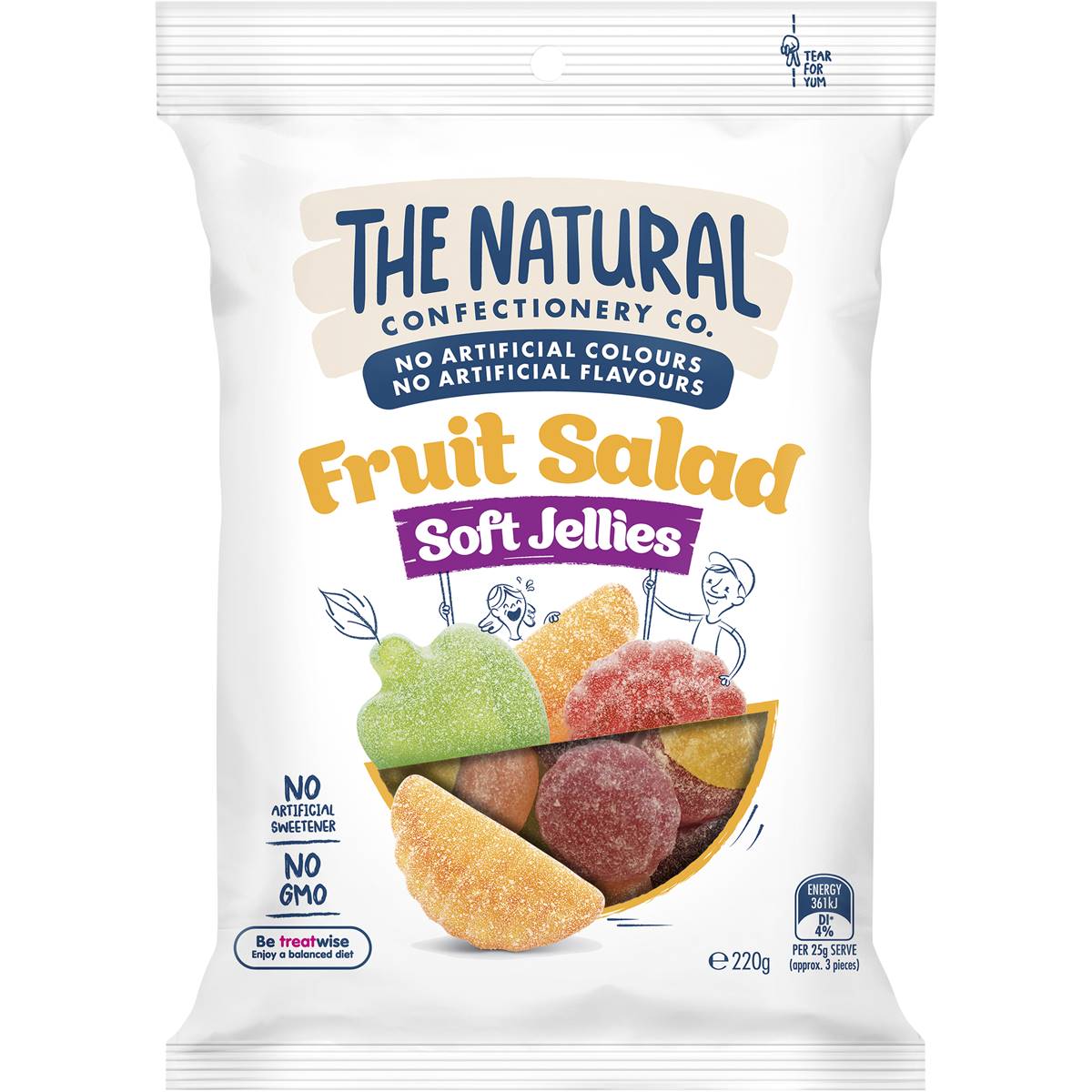 The Natural Confectionery Co Fruit Salad Soft Jellies Lollies 220g The Natural Confectionery Co Fruit Salad Soft Jellies Lollies 220g