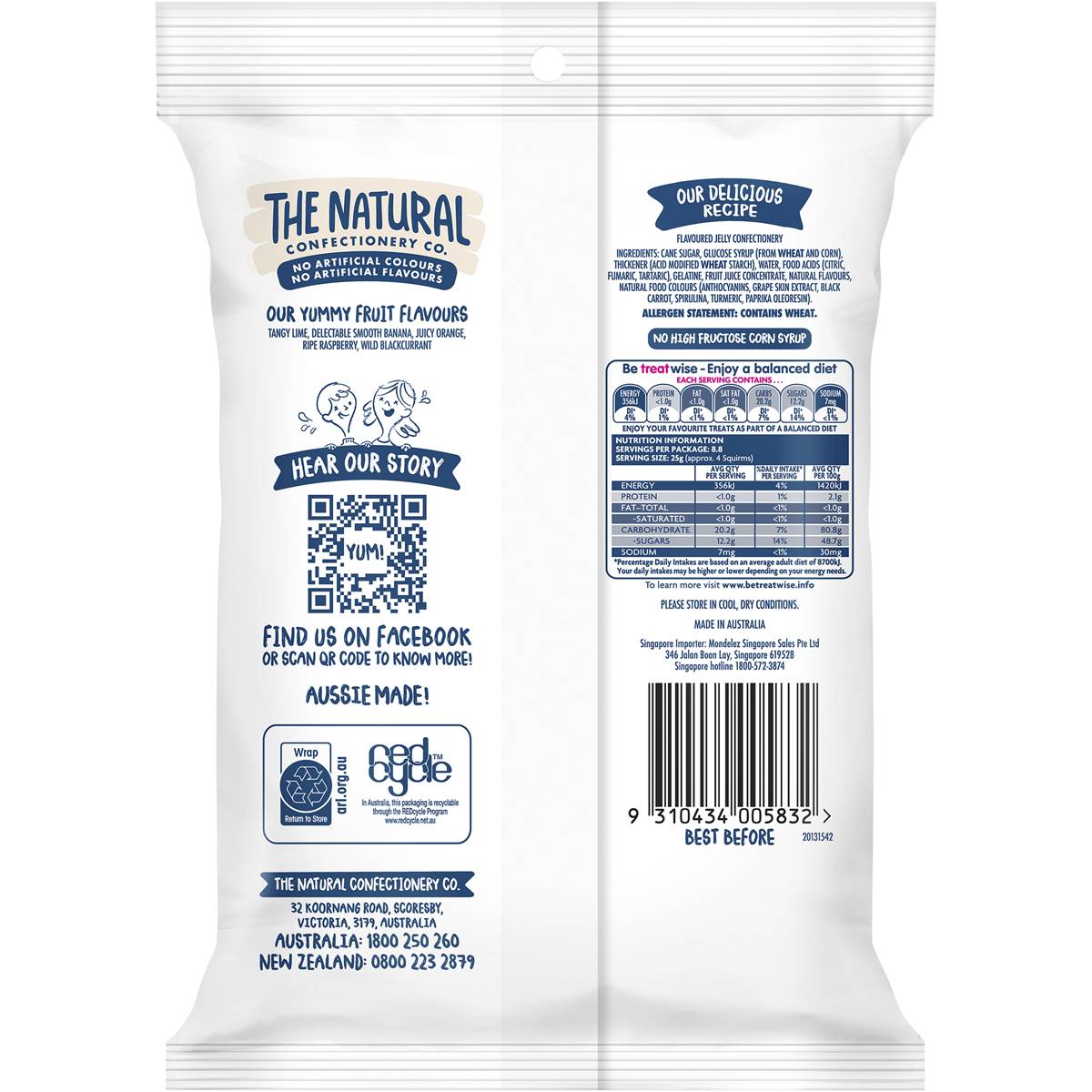 The Natural Confectionery Co. Sour Squirms Lollies 220g | Woolworths