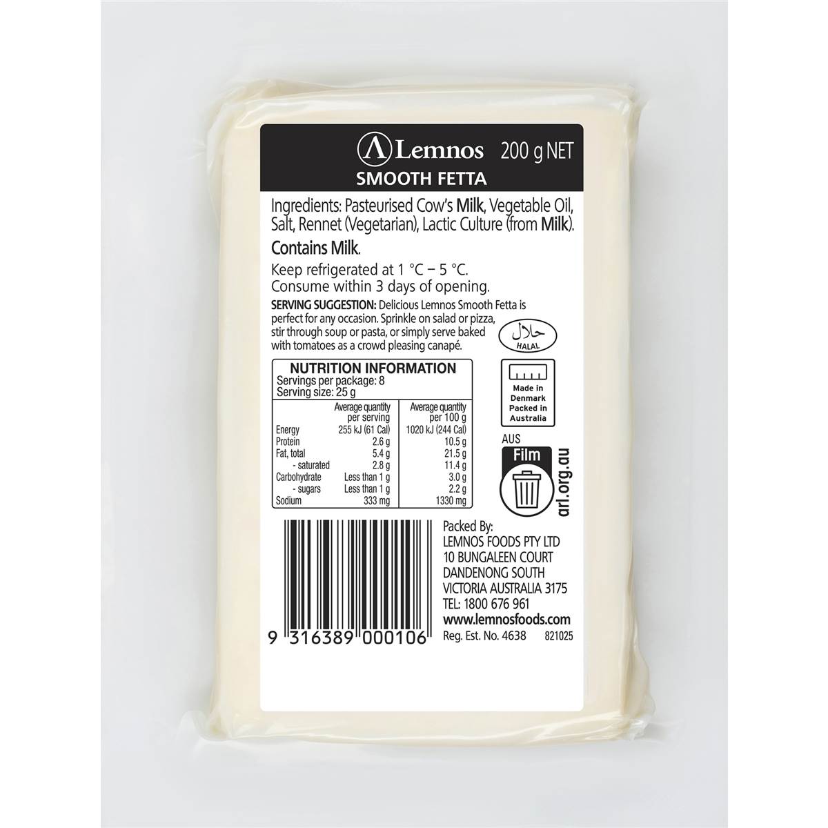 Lemnos Smooth Fetta Cheese 200g | Woolworths