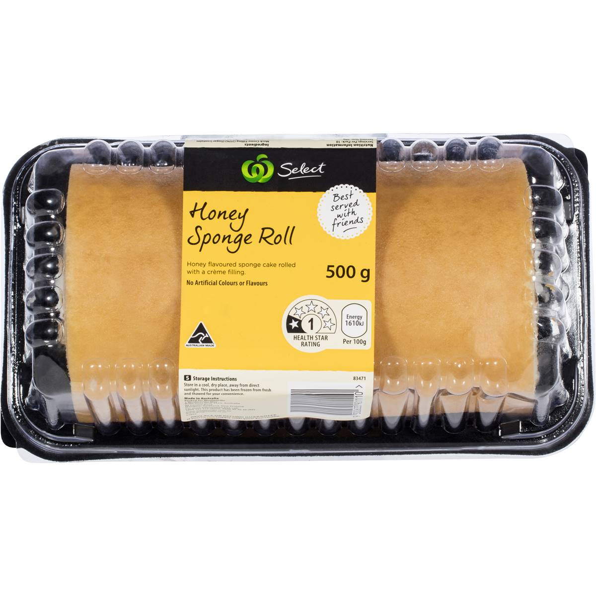 Woolworths Sponge Roll Honey 500g | Woolworths