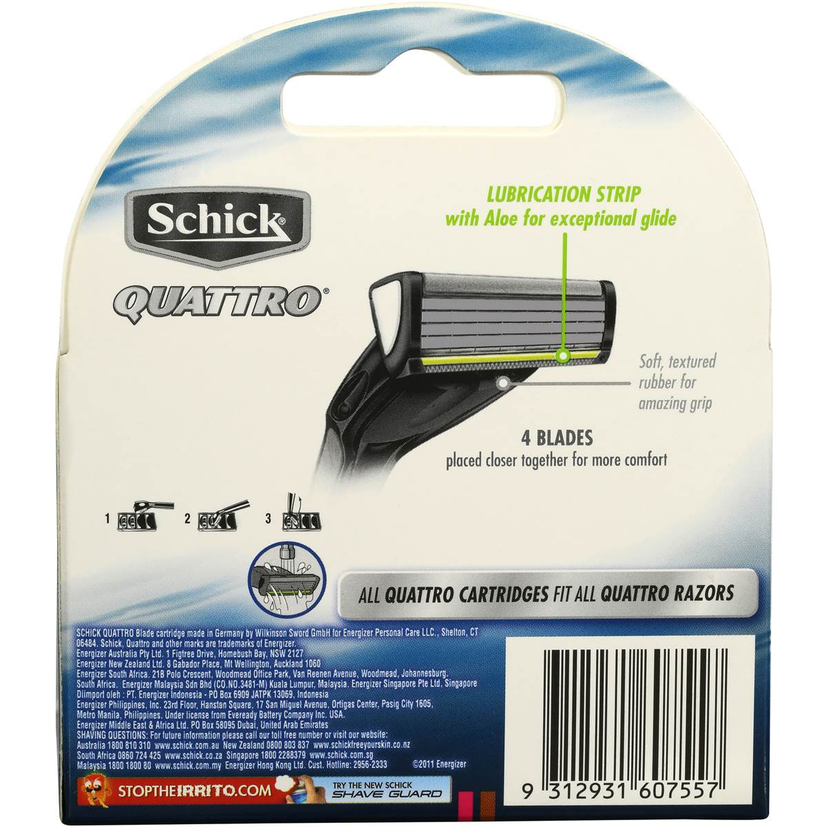 Schick Mens Razor Blades Quattro Refill 4pk | Woolworths