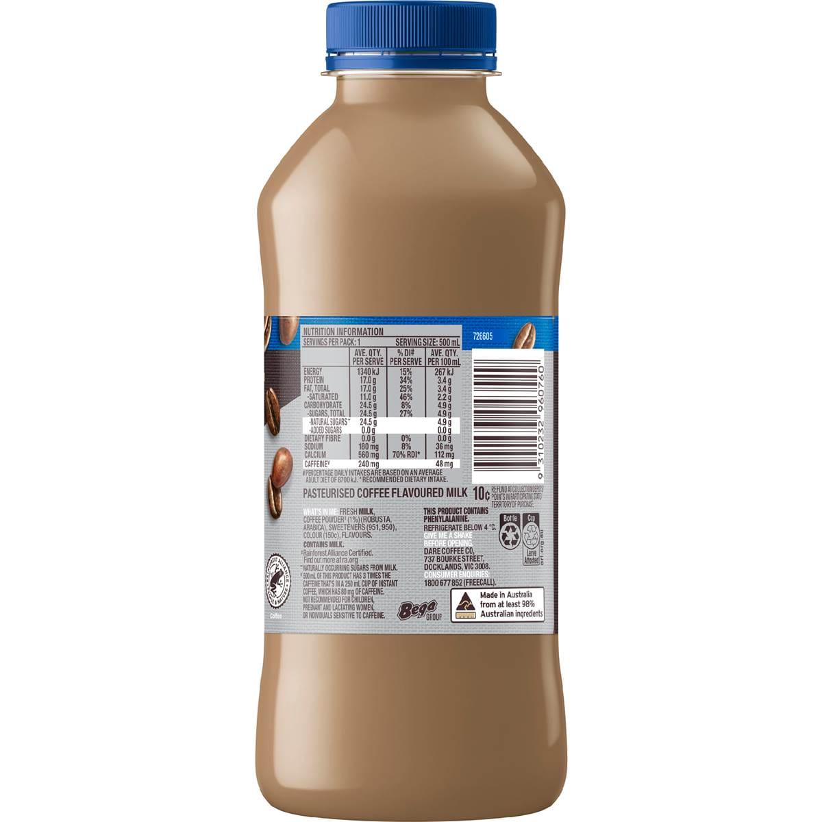 Dare No Added Sugar Triple Espresso Iced Coffee 500ml | Woolworths