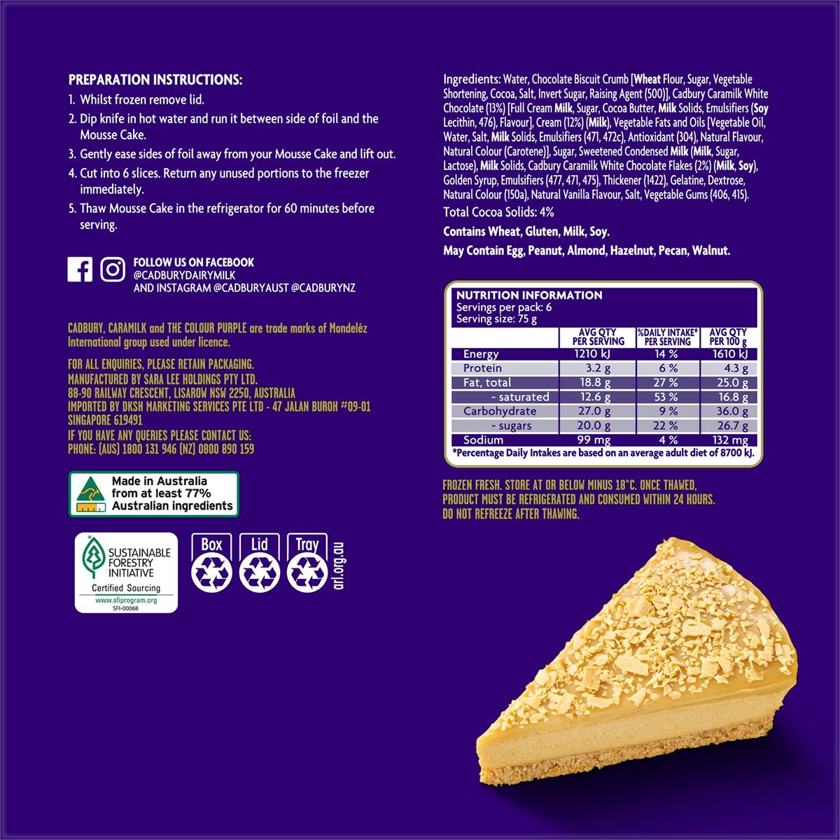 Cadbury Caramilk Mousse Cake 450g | Woolworths Cadbury Caramilk Mousse Cake 450g | Woolworths