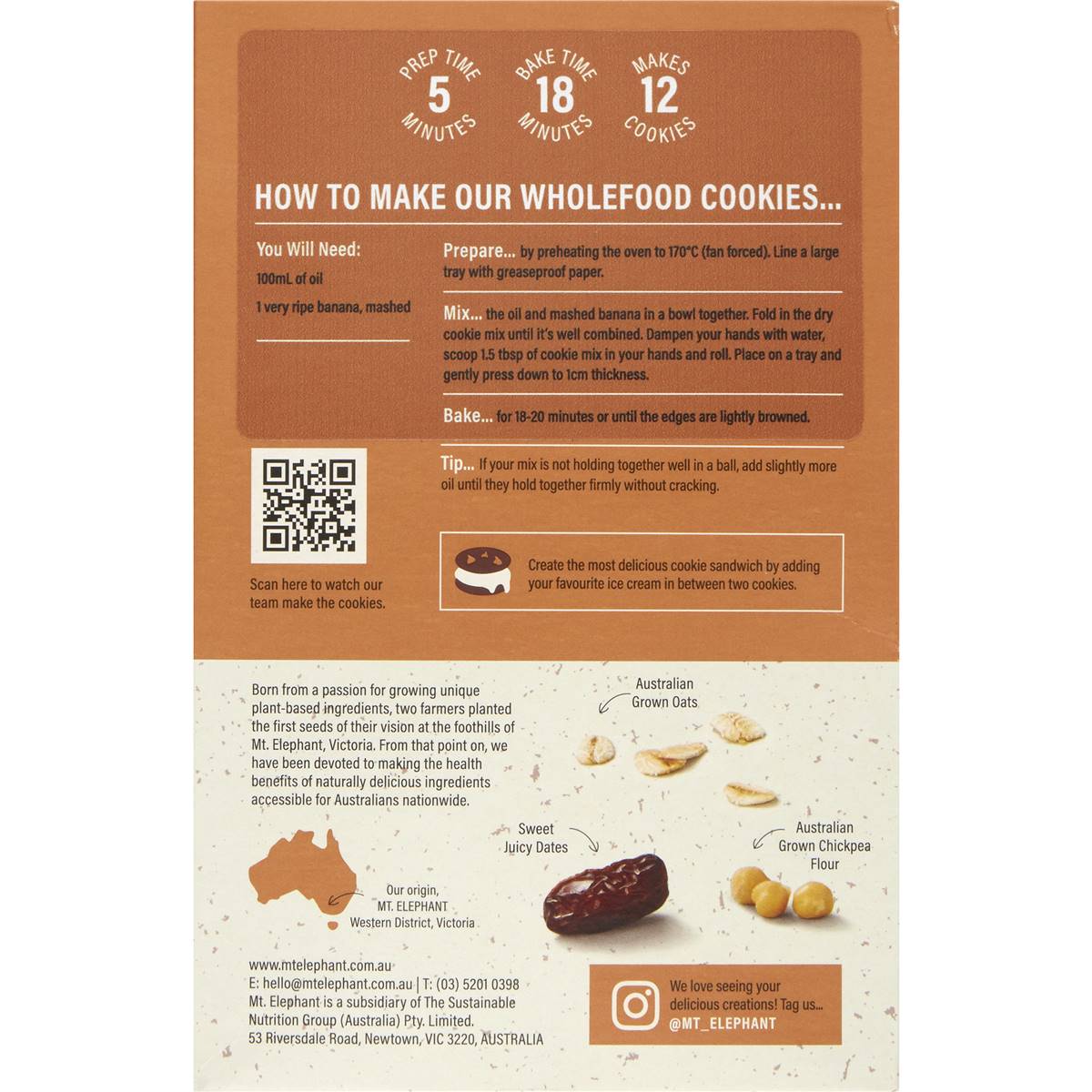 Mt Elephant Banana Oat Superfood Cookie Mix 375g | Woolworths