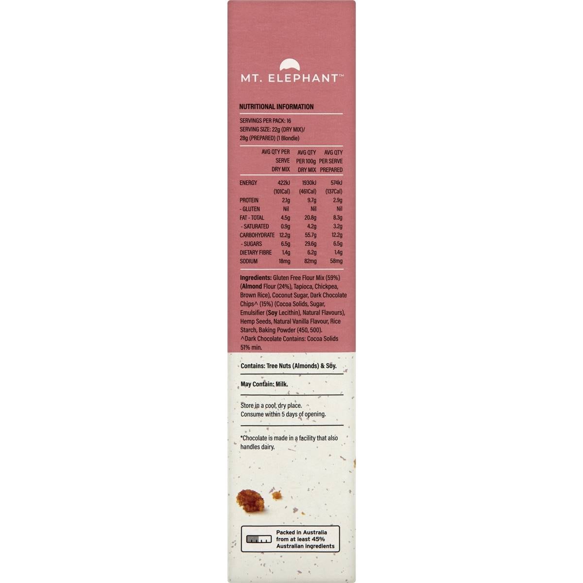 Mt Elephant Choc Chunk Wholefood Blondie Mix 350g | Woolworths