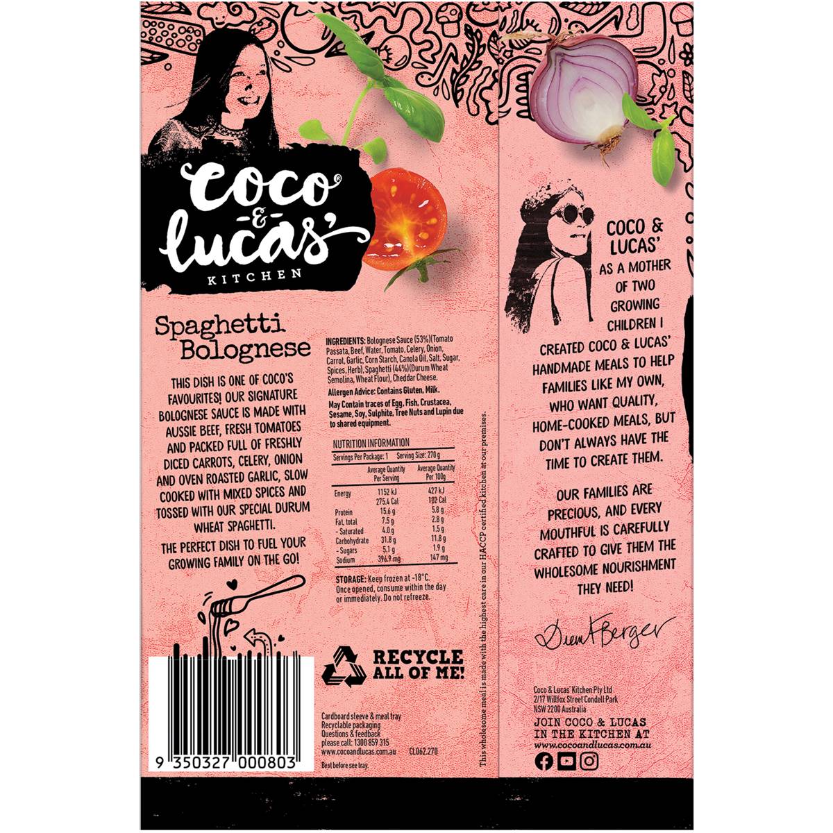 Coco & Lucas' Kitchen Spaghetti Bolognese 270g | Woolworths