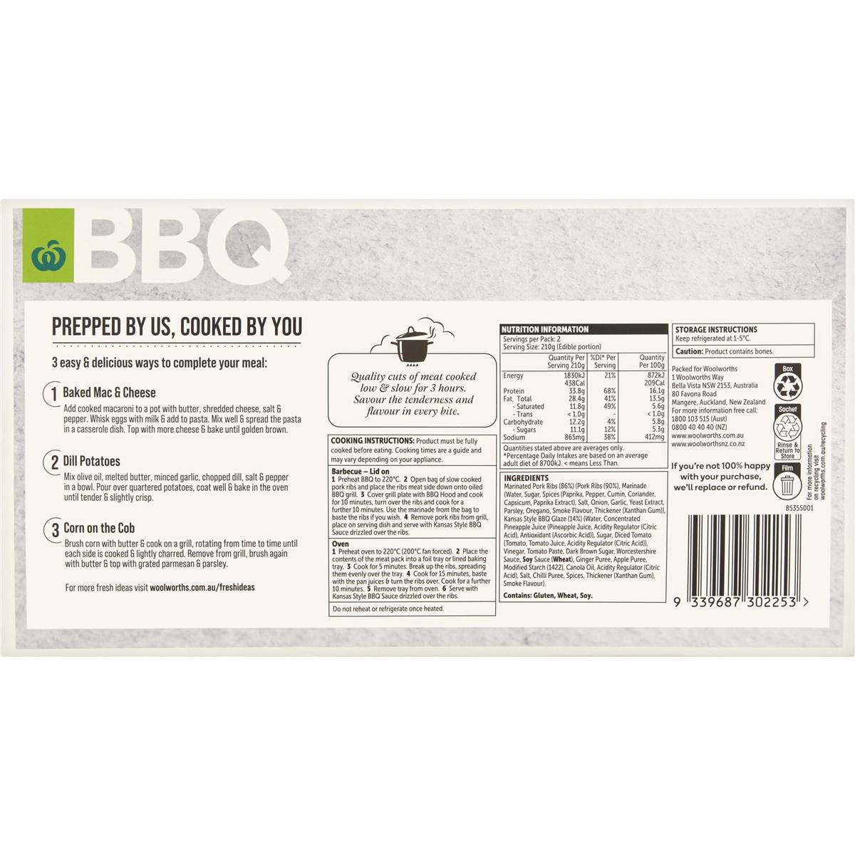 Woolworths Bbq Pork Ribs With Kansas Style Bbq Sauce 700g | Woolworths