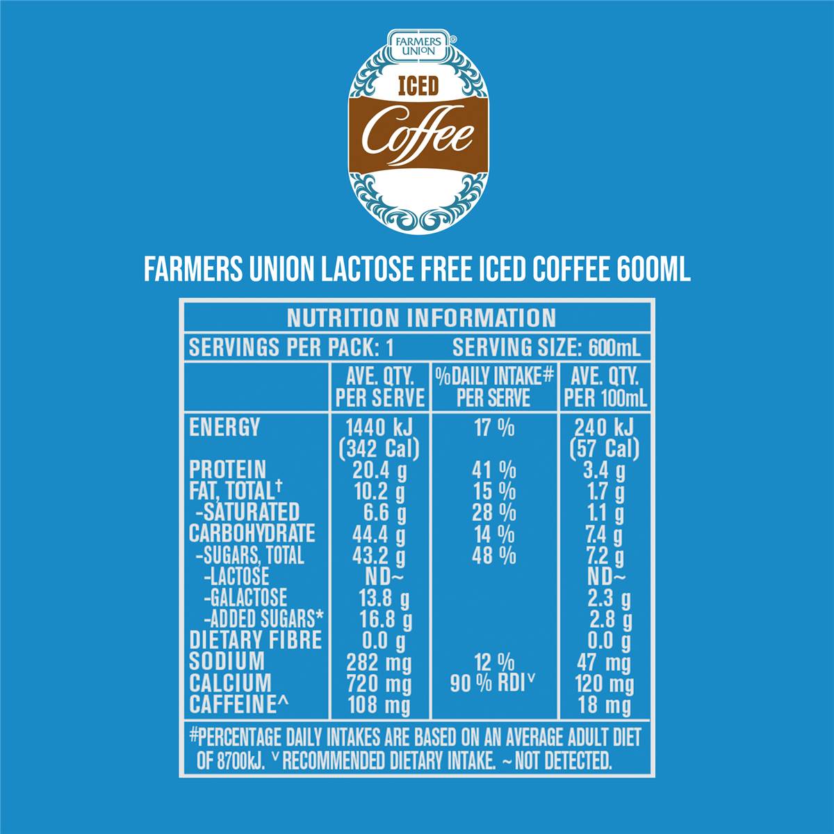 Farmers Union Lactose Free Iced Coffee 600ml | Woolworths