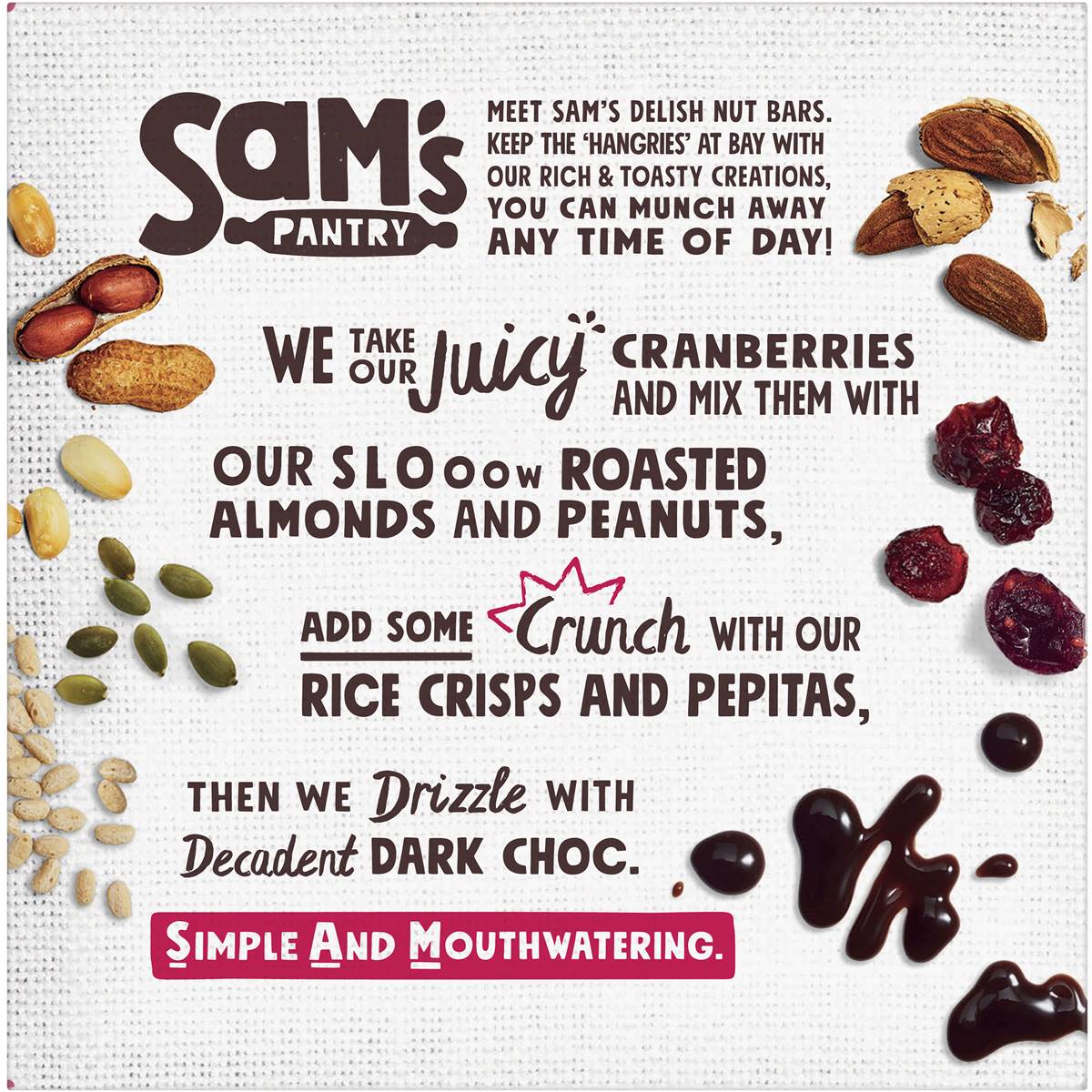 Sam's Pantry Choc Cranberry With Roasted Almonds Nut Bar 5 Pack ...