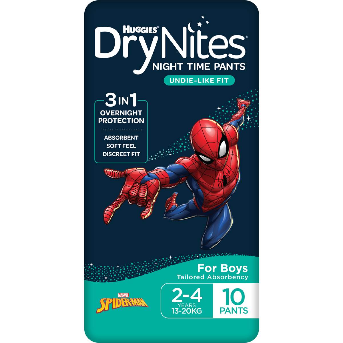 Huggies Drynites Night Time Pants For Boys 2-4 Years (13-20kg) 10 Pack ...