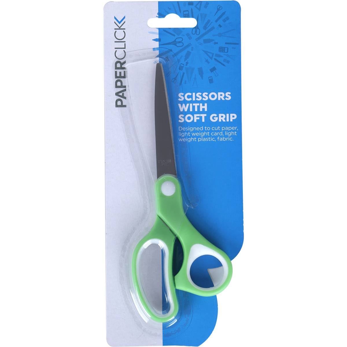 Paperclick Scissors With Soft Grip 17cm Assorted Each | Woolworths