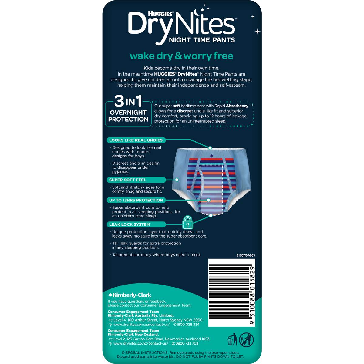 Huggies Drynites Night Time Pants For Boys 8-15 Years (27-57kg) 8 Pack ...