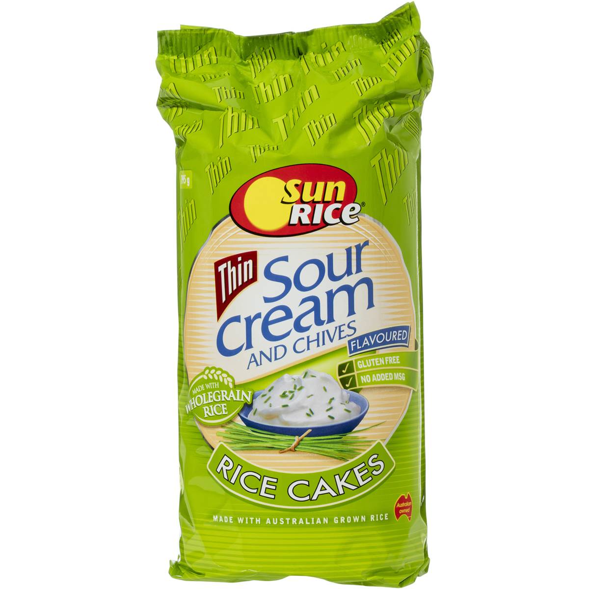 Sunrice Rice Cakes Thin Sour Cream & Chives 195g | Woolworths