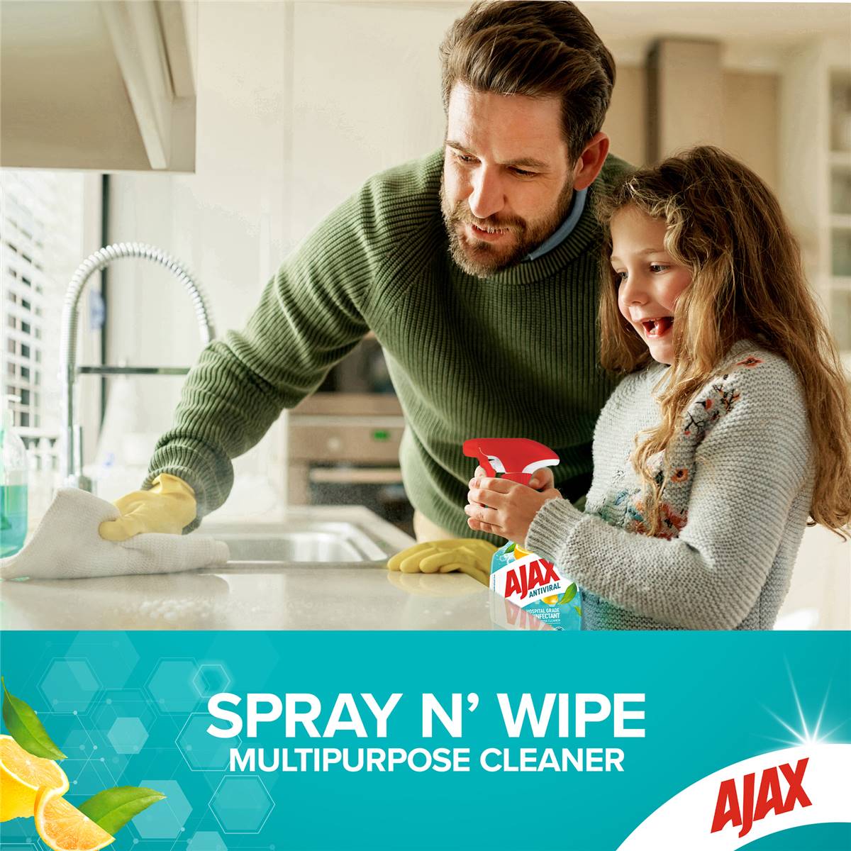 Ajax Disinfectant Multipurpose Lemon Trigger 500ml | Woolworths