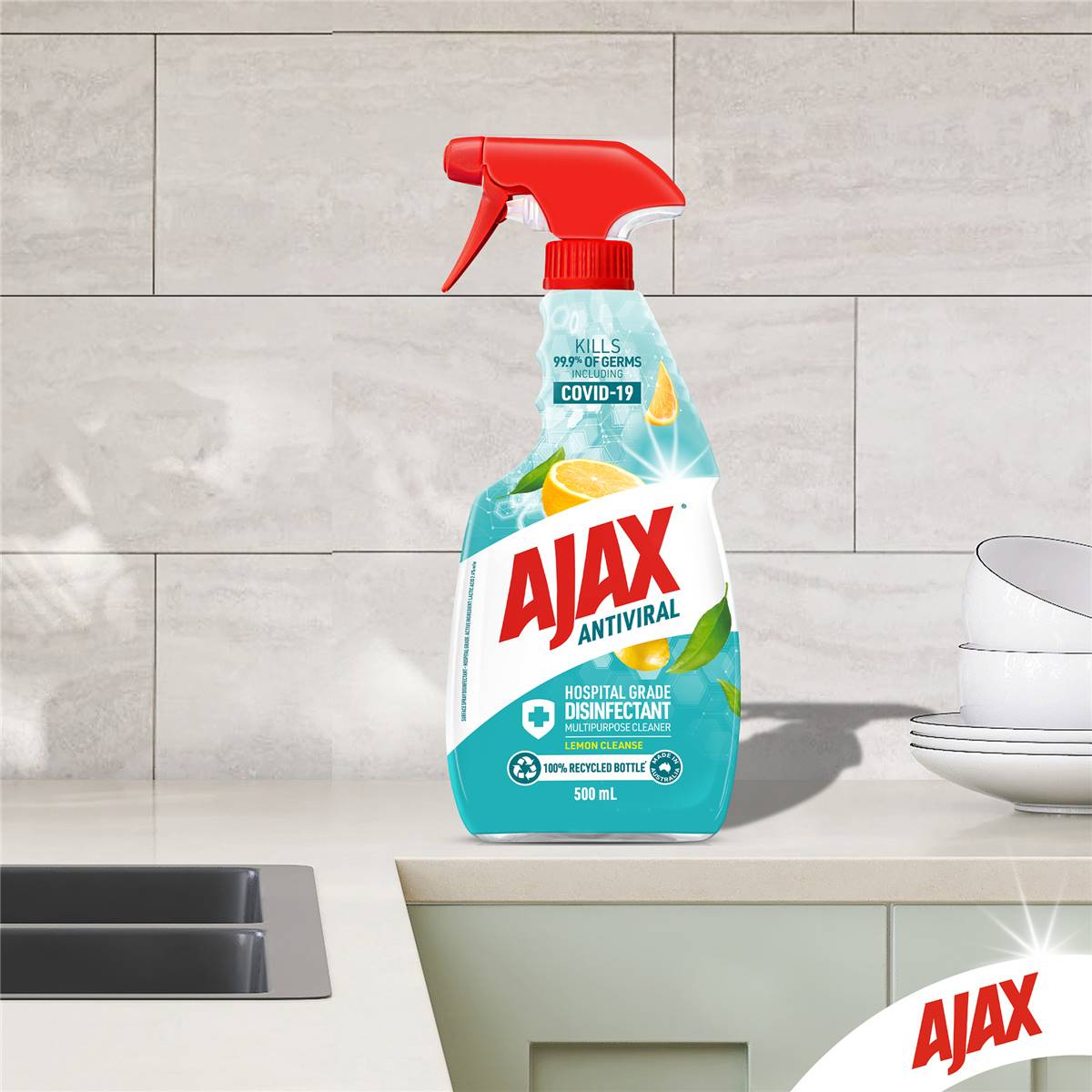 Ajax Disinfectant Multipurpose Lemon Trigger 500ml | Woolworths