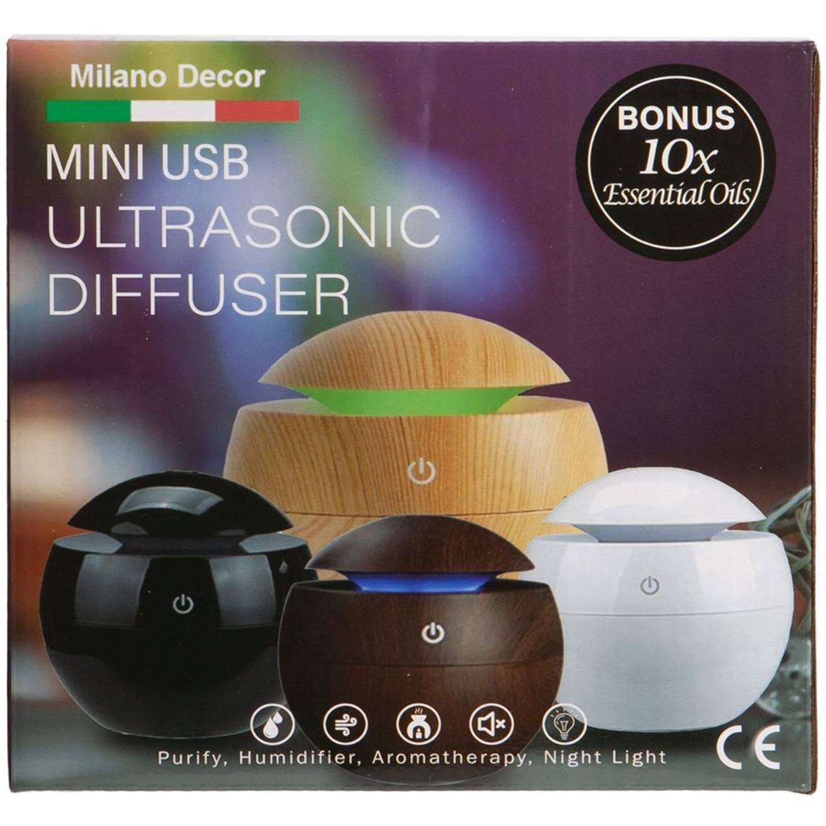 Milano Decor Mini Usb Ultrasonic Diffuser With 10 Bonus Essential Oils ...
