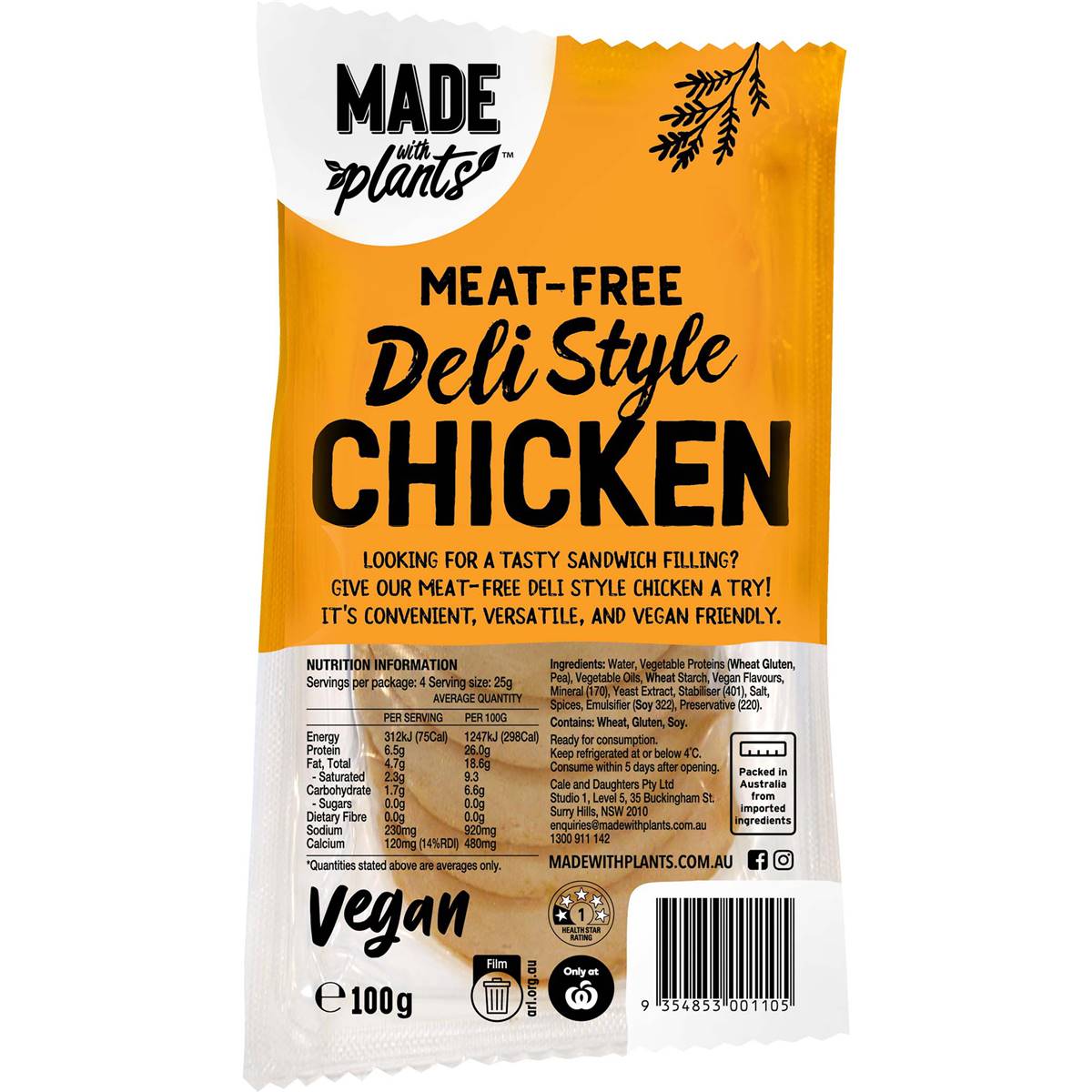 Made With Plants Meat Free Deli Style Chicken 100g | Woolworths