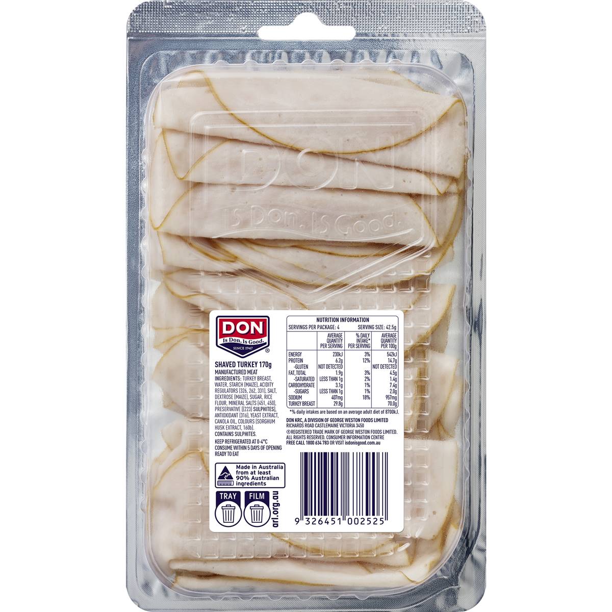 Don Turkey Shaved 170g | Woolworths