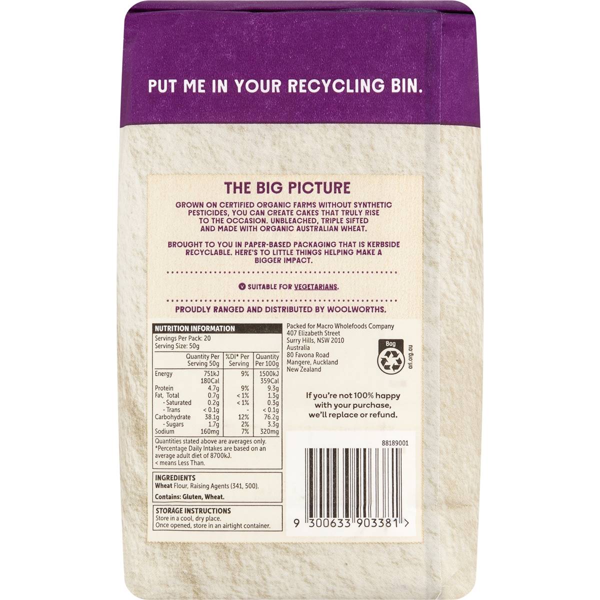 Macro Organic Self Raising Flour 1kg | Woolworths