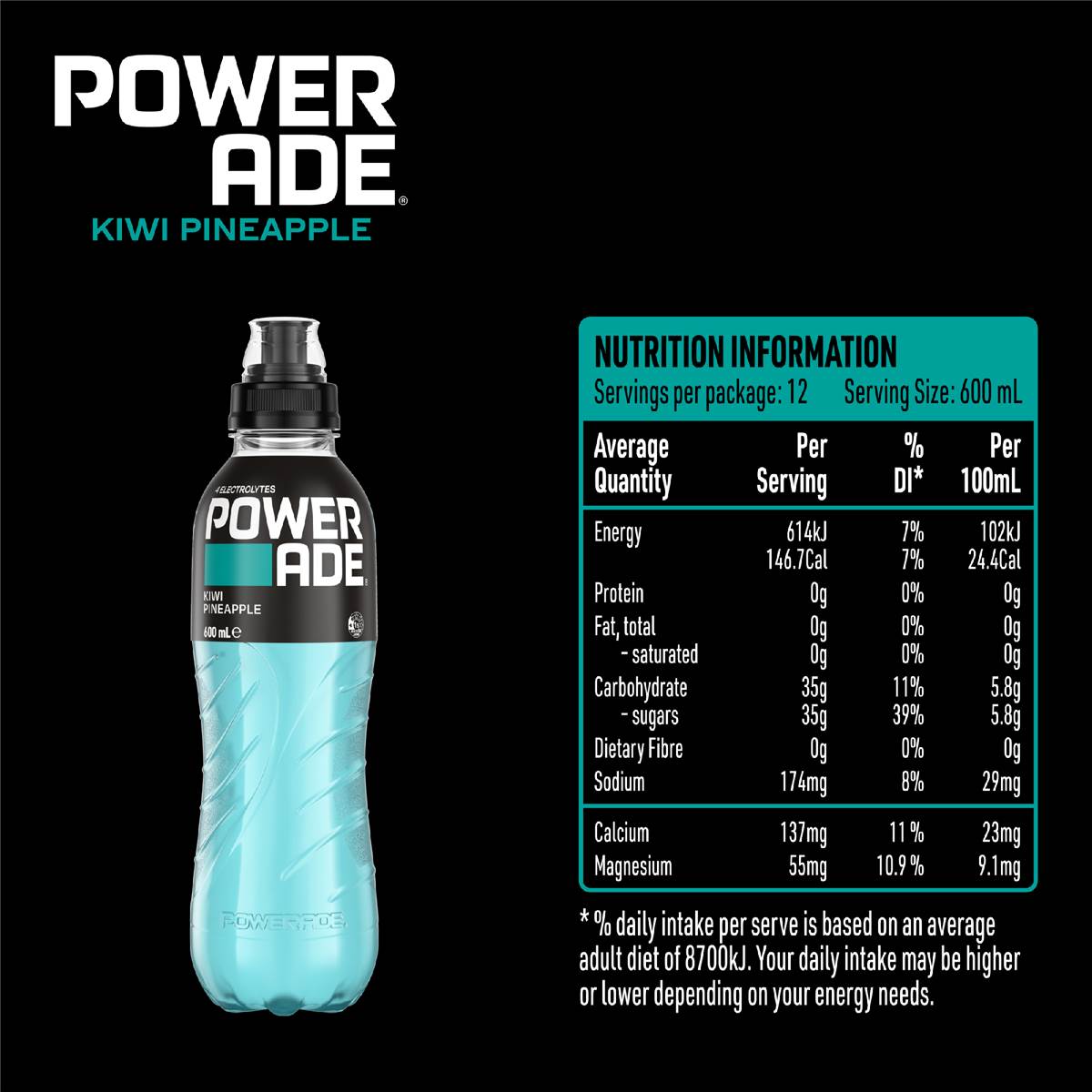 Powerade Flo Cap Ion 4 Kiwi & Pineapple Bottle 600ml | Woolworths