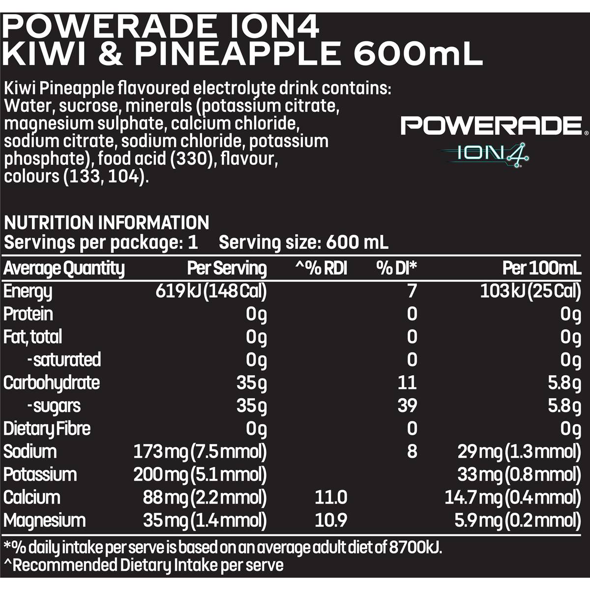 Powerade Flo Cap Ion 4 Kiwi & Pineapple Bottle 600ml | Woolworths