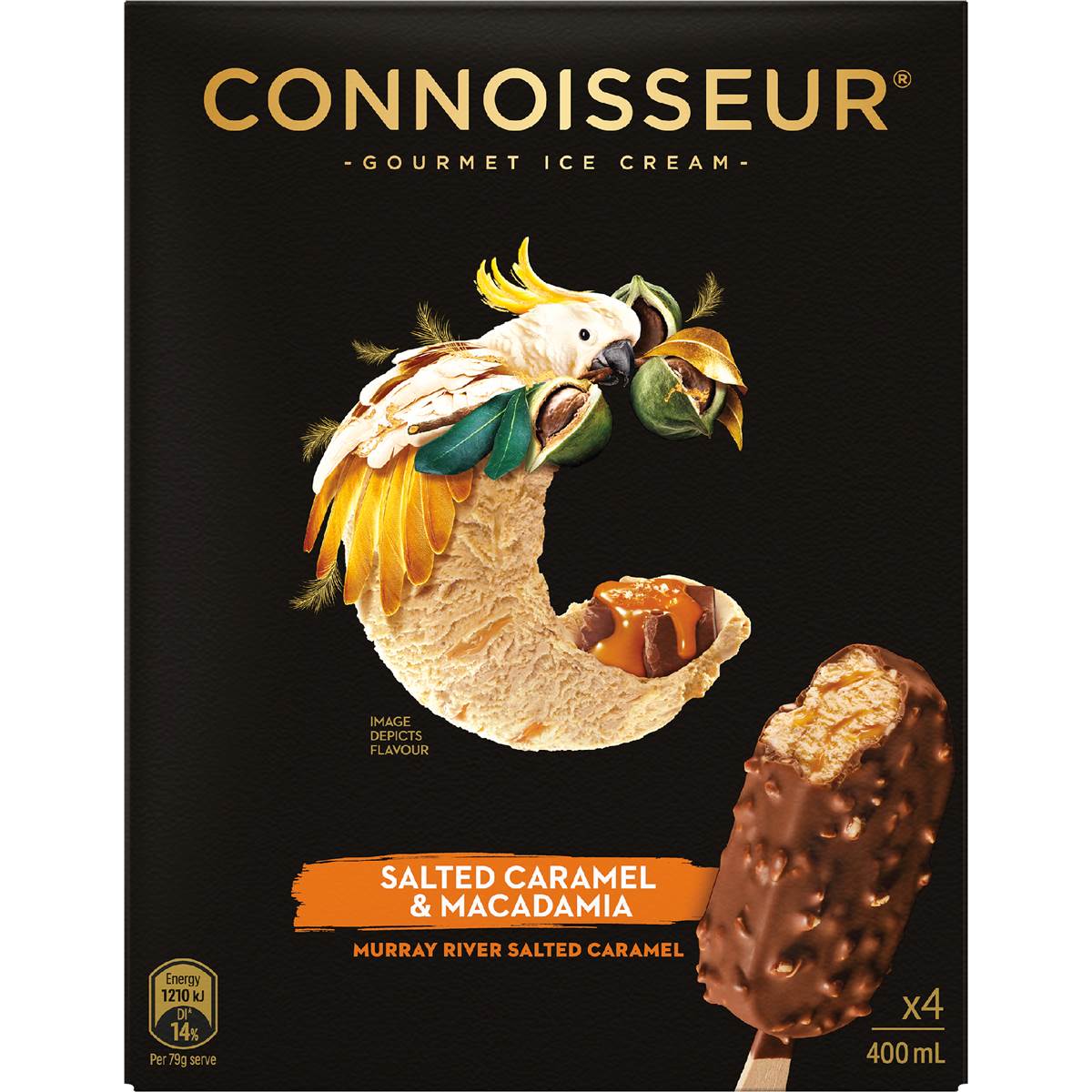Connoisseur Salted Caramel & Macadamia Ice Cream 4 Pack | Woolworths