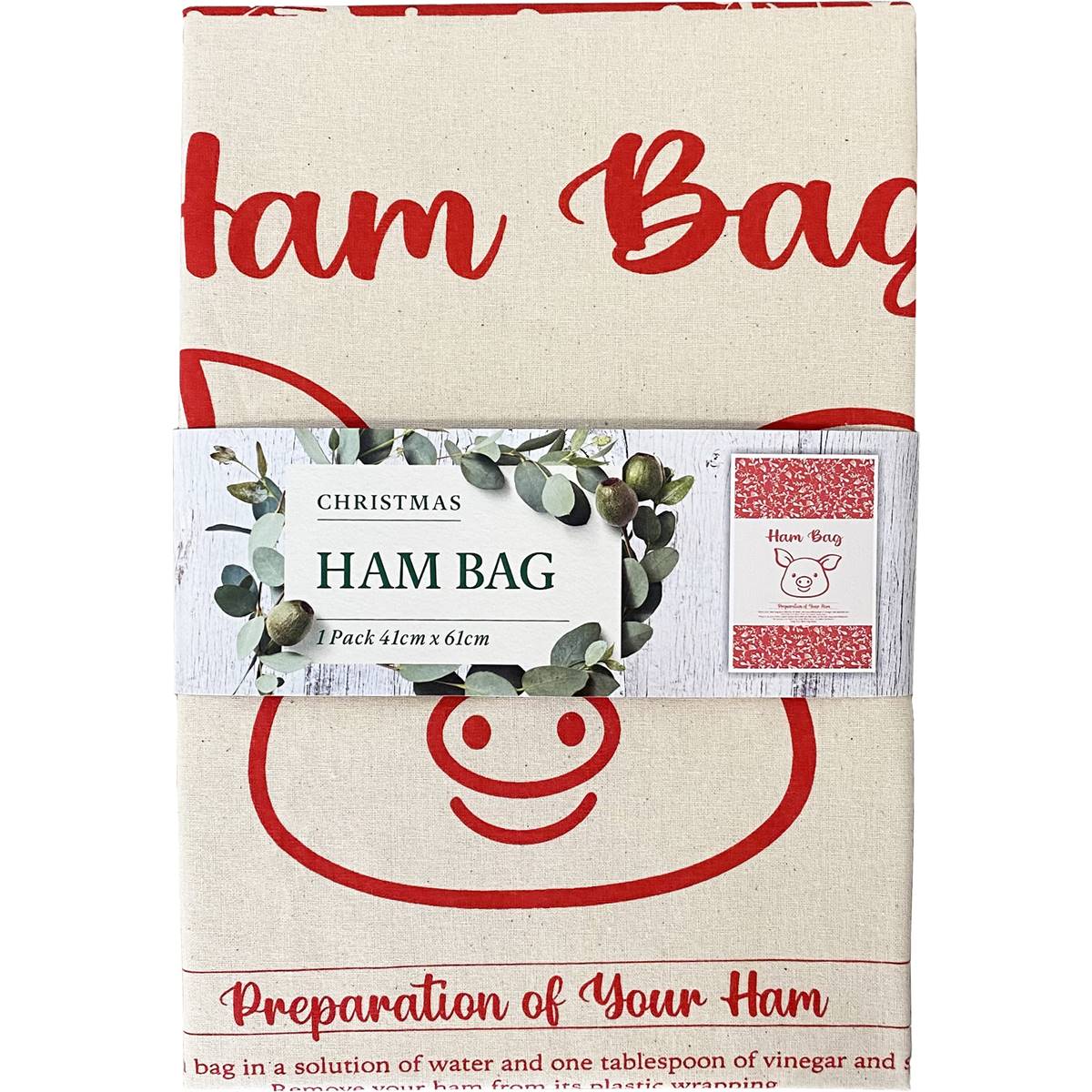 Christmas Ham Bag Pig Red Each | Woolworths
