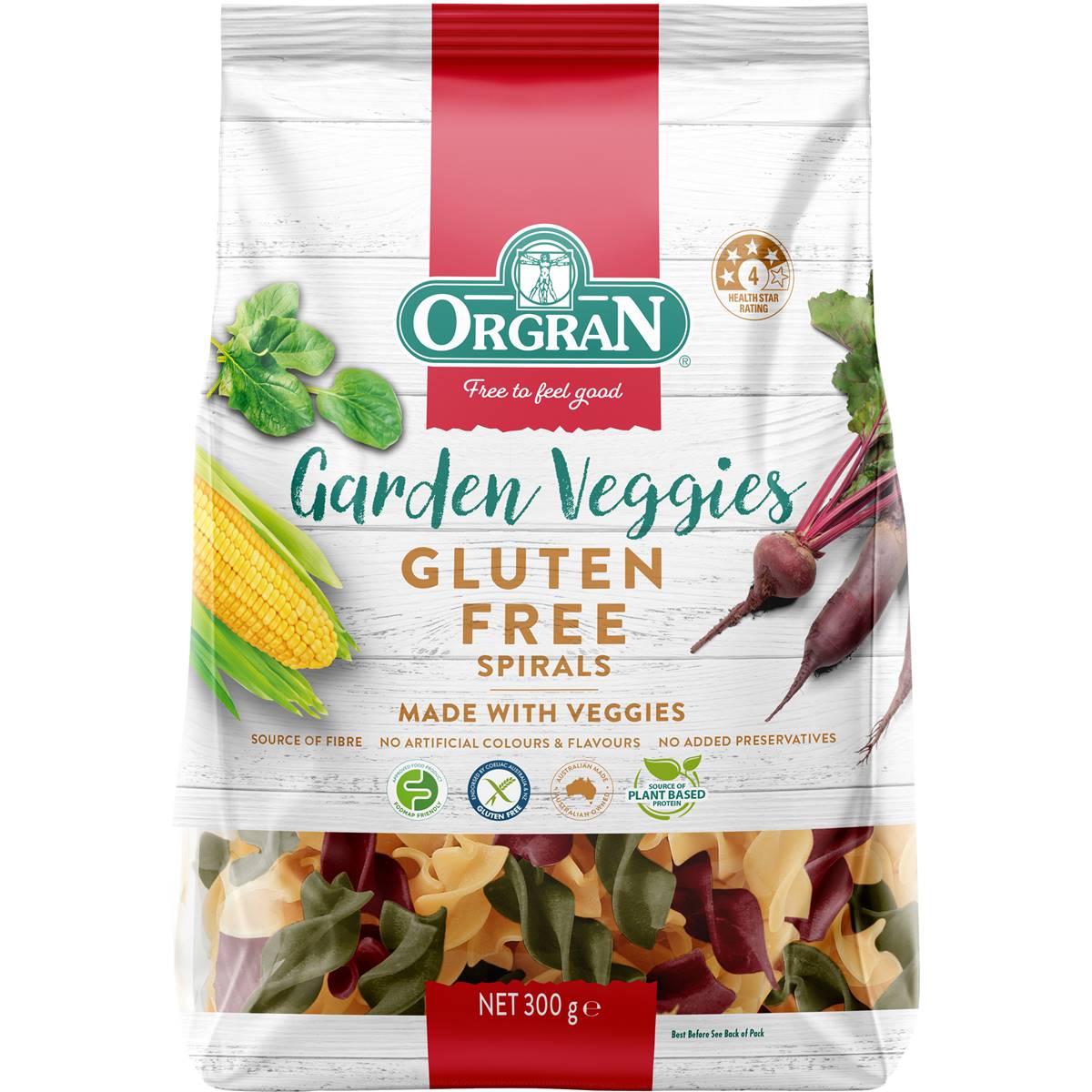 Orgran Gluten Free Pasta Garden Veggie Spirals 300g | Woolworths