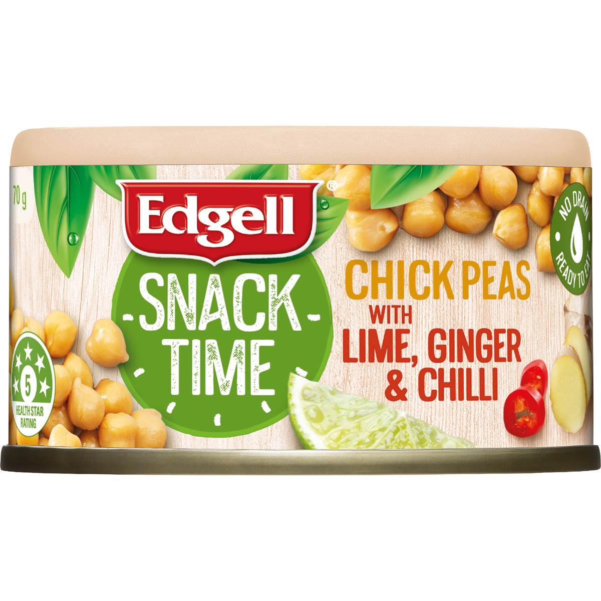 Edgell Snack Time Chickpeas With Ginger, Lime & Chilli 70g | Woolworths